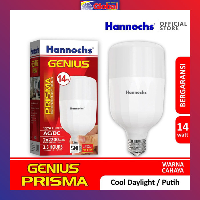 LP LED BULB GENIUS PRISMA 14w AC/DC CDL - HANNOCHS - globalbangunan Store