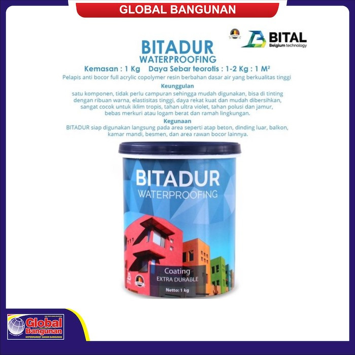 WATERPROOFING BITADUR BA 100 BLACK 1kg - BITAL - globalbangunan Store