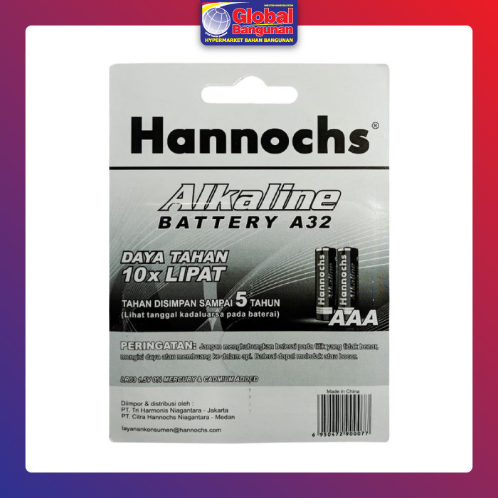 BATERAI ALKALINE A32 AAA 2pcs - HANNOCHS - globalbangunan Store