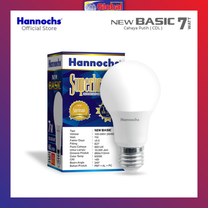 LP LED BULB BASIC 7w CDL - HANNOCHS - globalbangunan Store