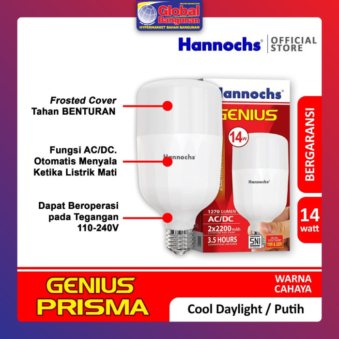 LP LED BULB GENIUS PRISMA 14w AC/DC CDL - HANNOCHS - globalbangunan Store