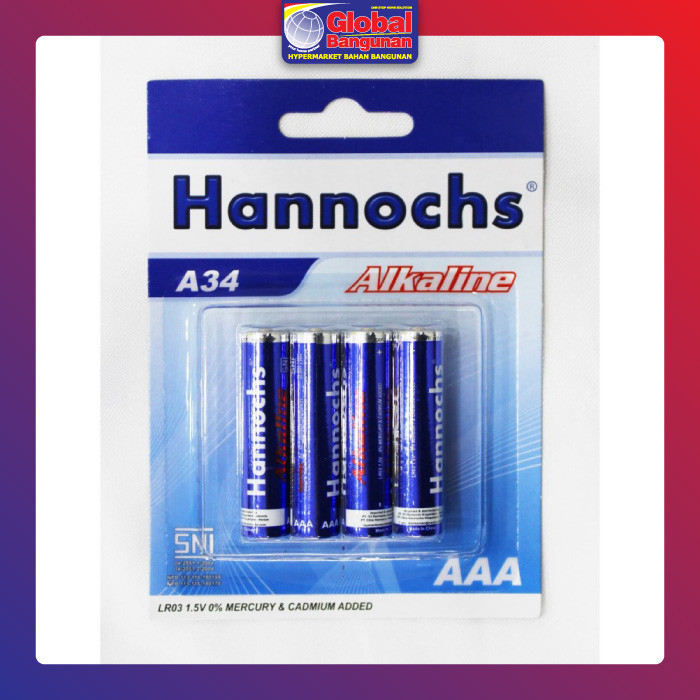 BATERAI ALKALINE A34 AAA 4pcs - HANNOCHS - globalbangunan Store