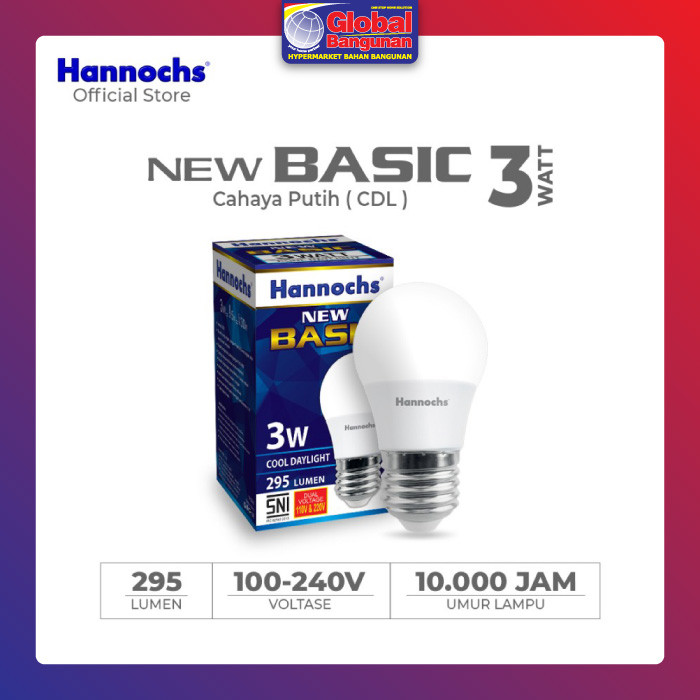 LP LED BULB BASIC 3w CDL - HANNOCHS - globalbangunan Store